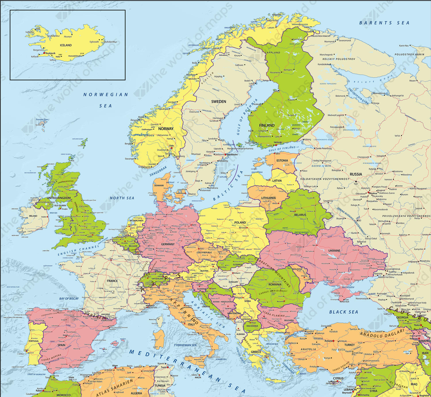 Political Digital Map Europe 621 | The World of Maps.com Political Digital Map Europe 621 | The World of Maps.com